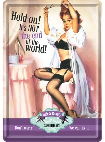 Postershop Plechová pohlednice - Hold on! It's NOT the end of the World!