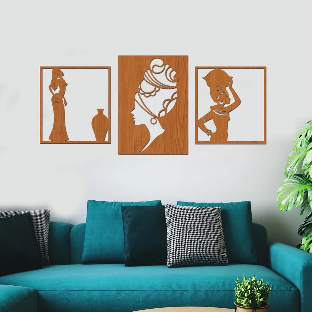 dřevo života Dřevěná dekorace na zeď AFRO Zvolte barvu dekoru: Bílá, Rozměry šxv (cm): 90x42