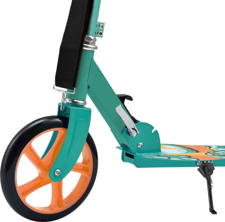 Dětská koloběžka s velkými koly a popruhem, Dino - mint