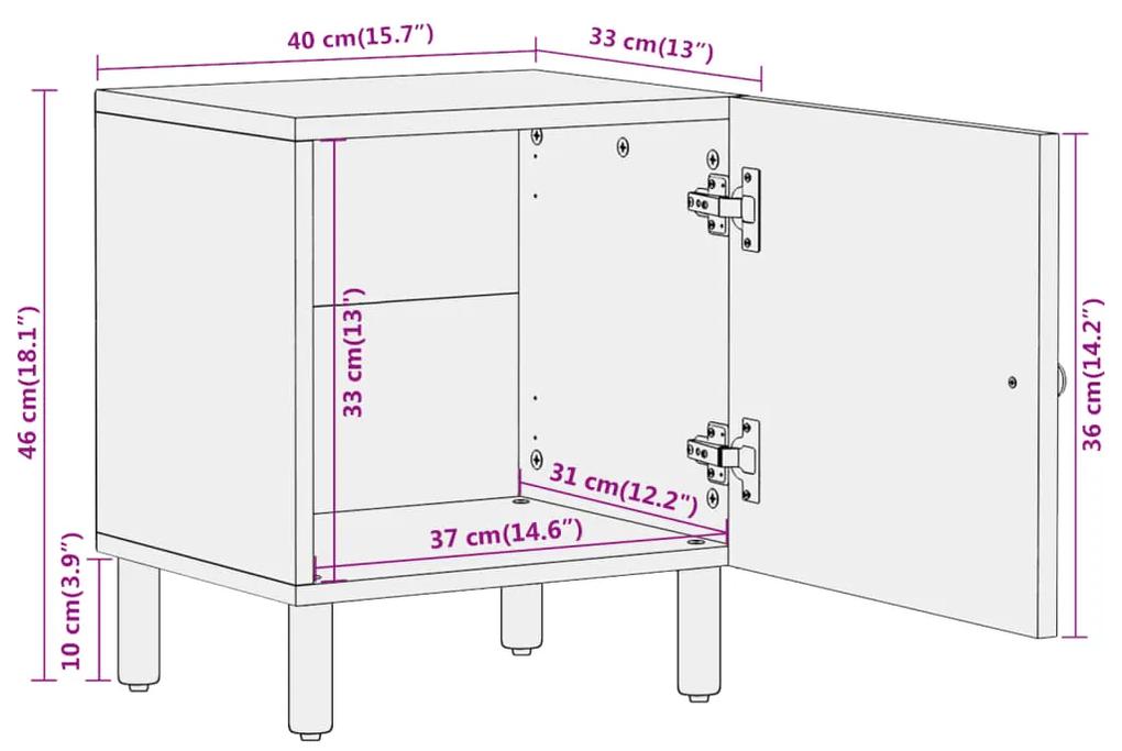 Noční stolek 40 x 33 x 46 cm masivní mangovníkové dřevo - Default Title