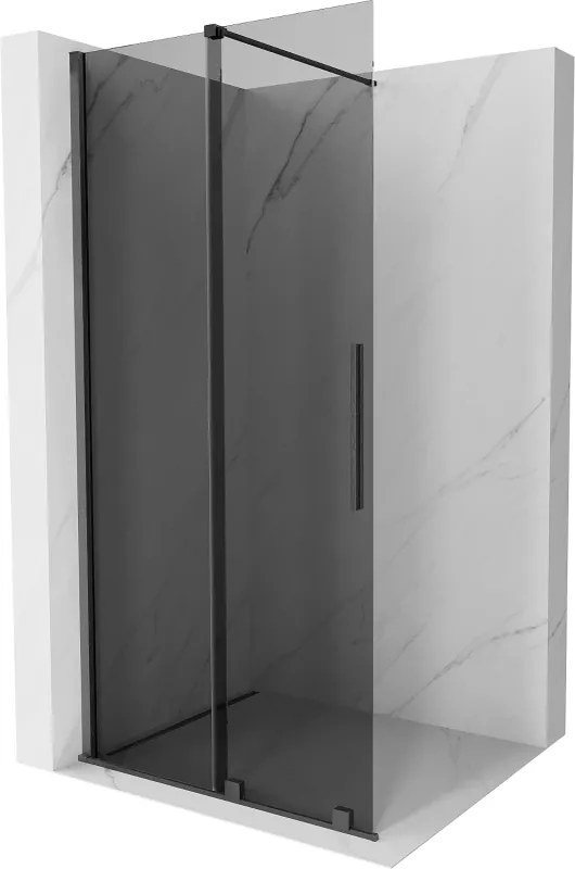 Mexen Velar, sprchová zástěna s posuvnými dveřmi Walk-in 85 x 200 cm, 8mm šedé sklo, grafit broušený, 871-085-000-43-66
