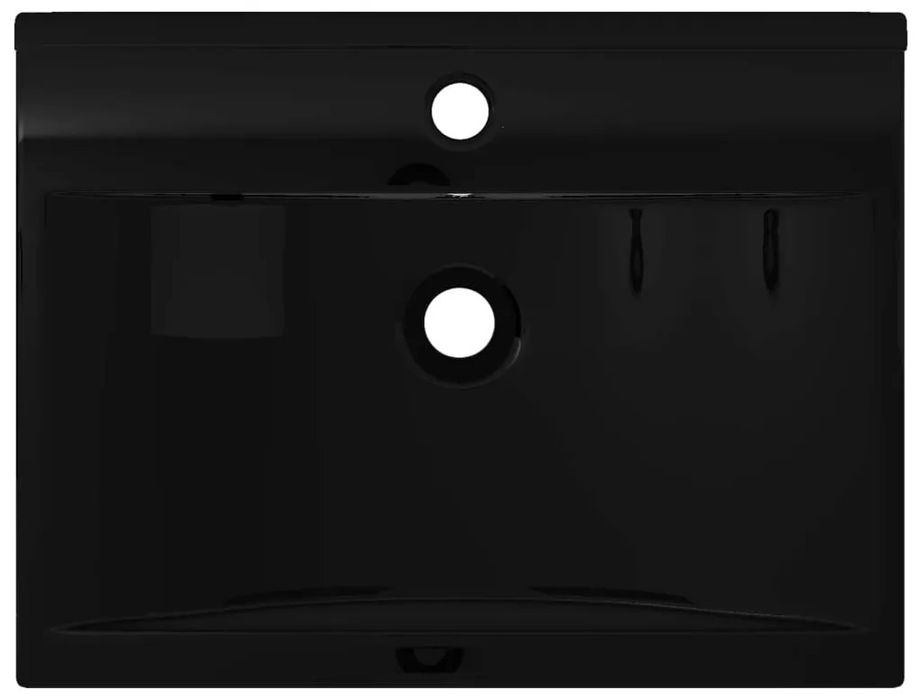 Keramické umyvadlo obdélníkové černé s otvorem na baterii 60 x 46 cm,  140687