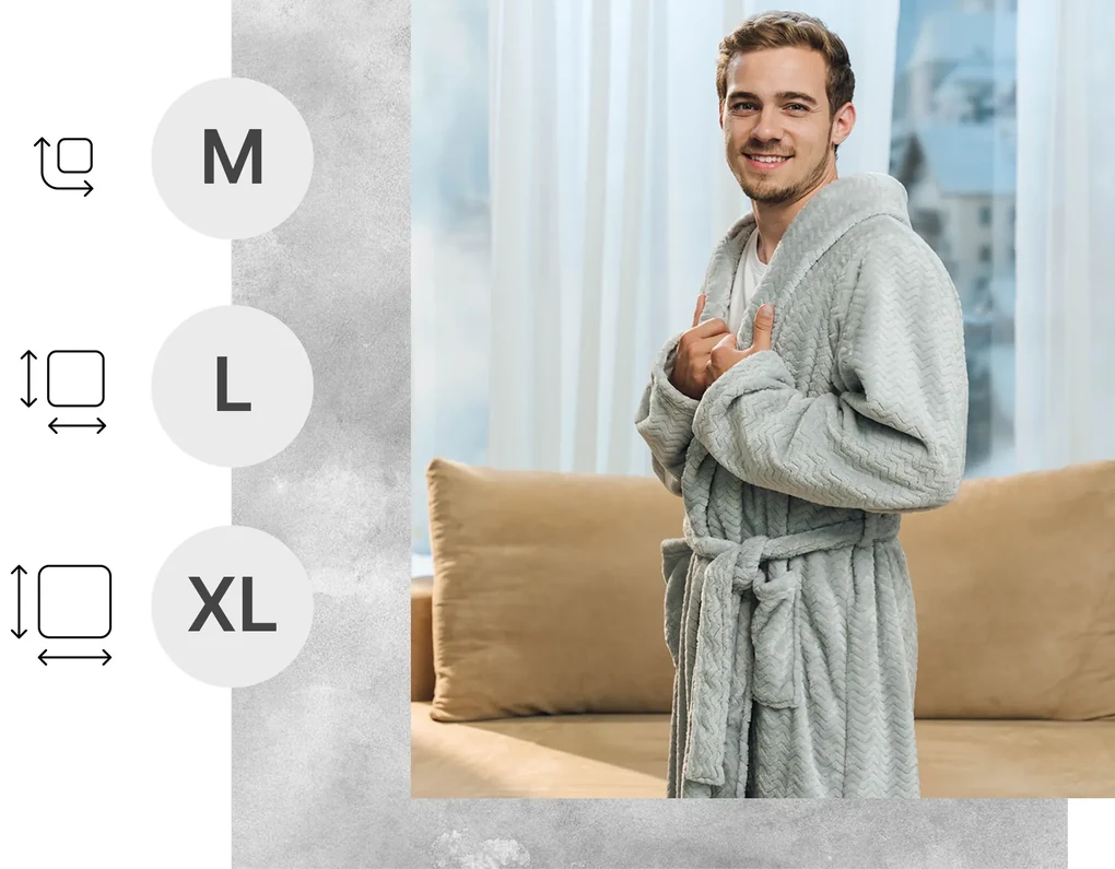 Dormeo župan Warm Hug šedý M MICRO CHIP | BIANO