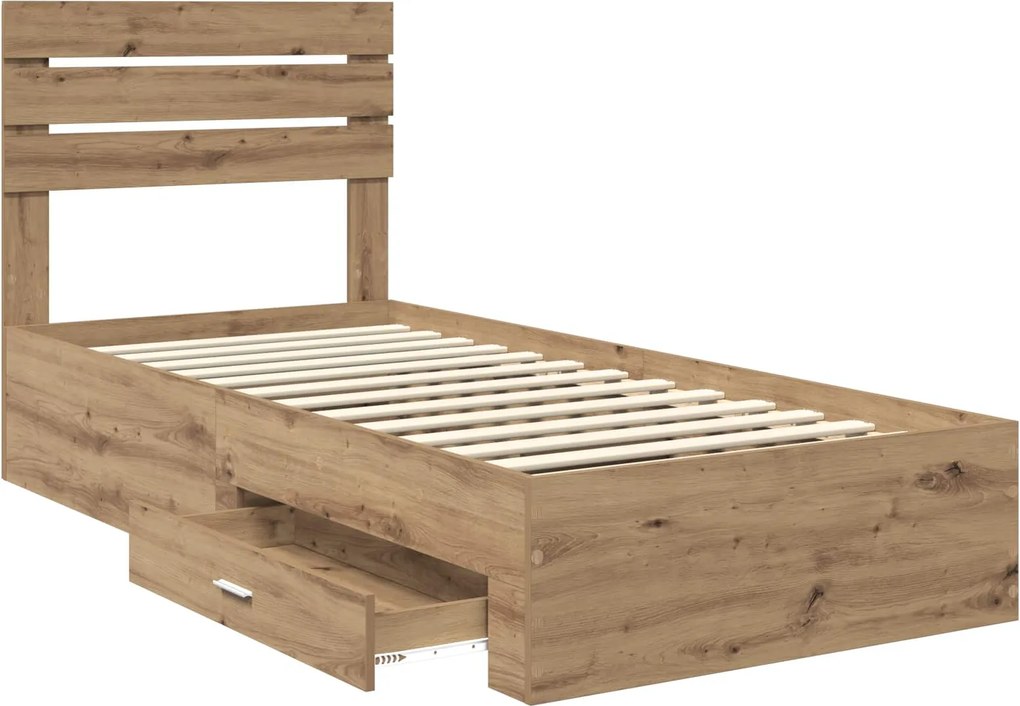 Rám postele s čelo Artisanový dub 100 x 200 cm Kompozitní dřevo 3411682