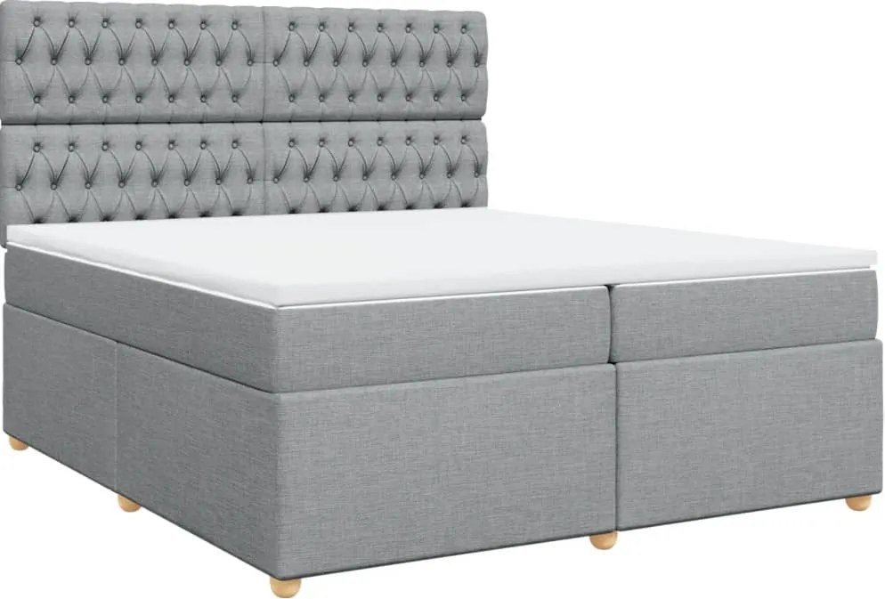 Box spring postel s matrací světle šedá 200 x 200 cm textil 3291394