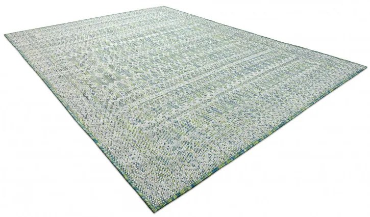Dywany Łuszczów, Kusový koberec Sion Sisal Aztec 22184 green/blue/ecru – na ven i na doma, 80x150, zelená, chodba / předsíň
