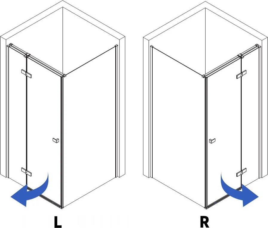 Rea Atlas, sprchový kout 80 (dveře) x 100 (stěna), pravá strana, 6mm čiré sklo, zlatý profil, KPL-K4573