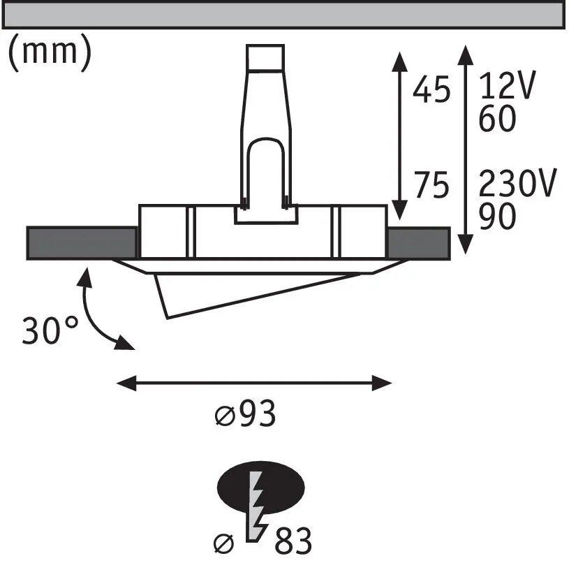 Paulmann 93663 Nova Plus, otočná bodovka GU5,3 nebo GU10, bílá/chrom, průměr 9,3cm, IP65