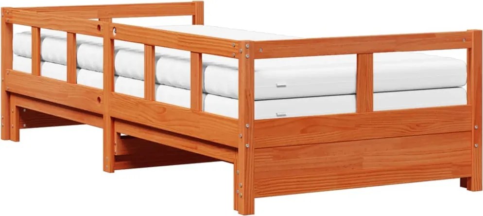 Válenda s přistýlkou a matracemi voskově hnědá 80x200 cm 3321040