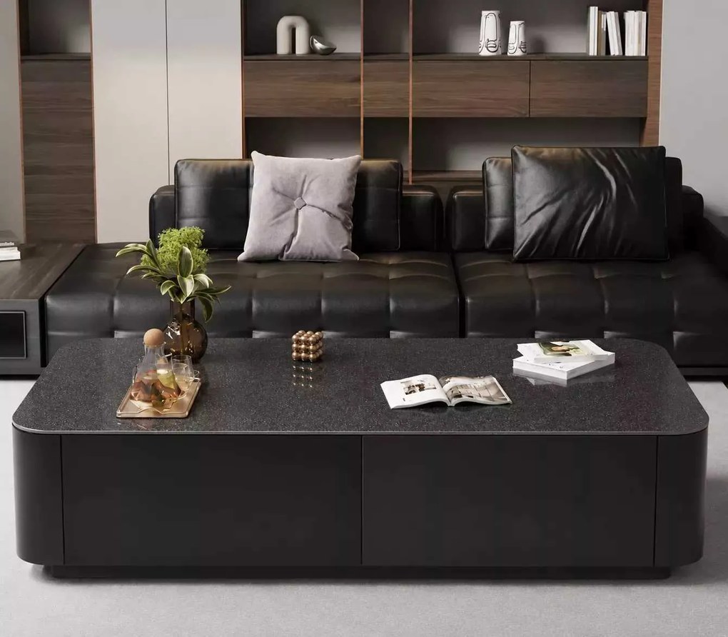 LuxuryForm DESIGN Konferenční stolek ASTON 120 × 60 × 36 cm – černý s tmavou deskou