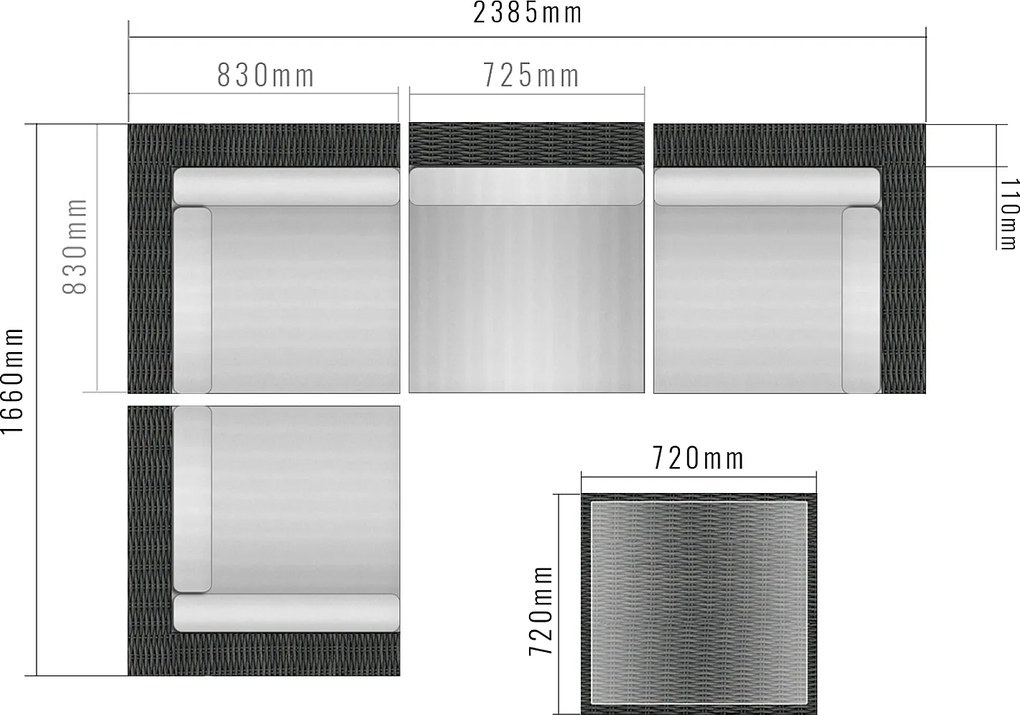 DEOKORK Ratanová variabilní sestava SEVILLA  pro 4-5 osob (antracit)