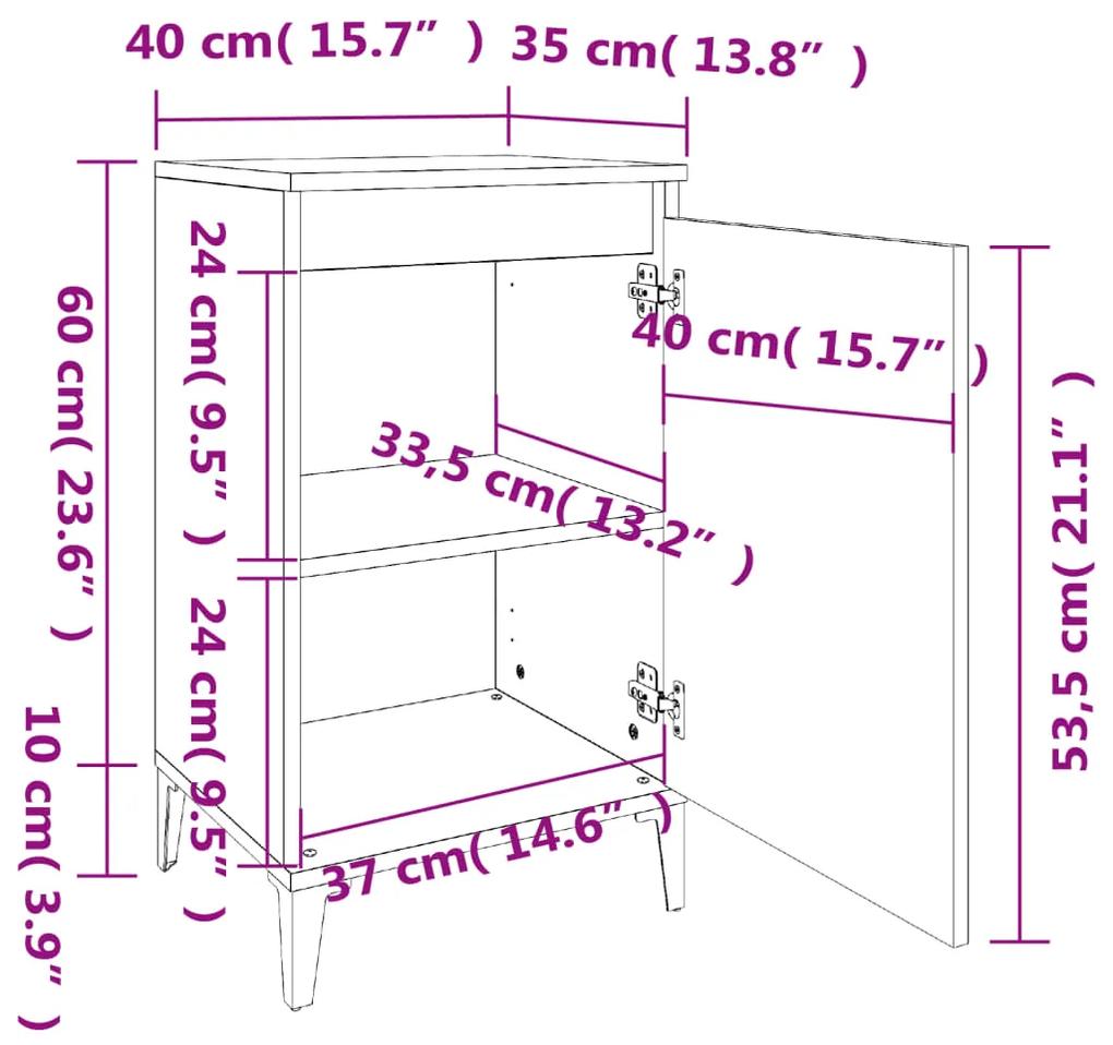 Noční stolek bílý s vysokým leskem 40x35x70 cm kompozitní dřevo - Default Title