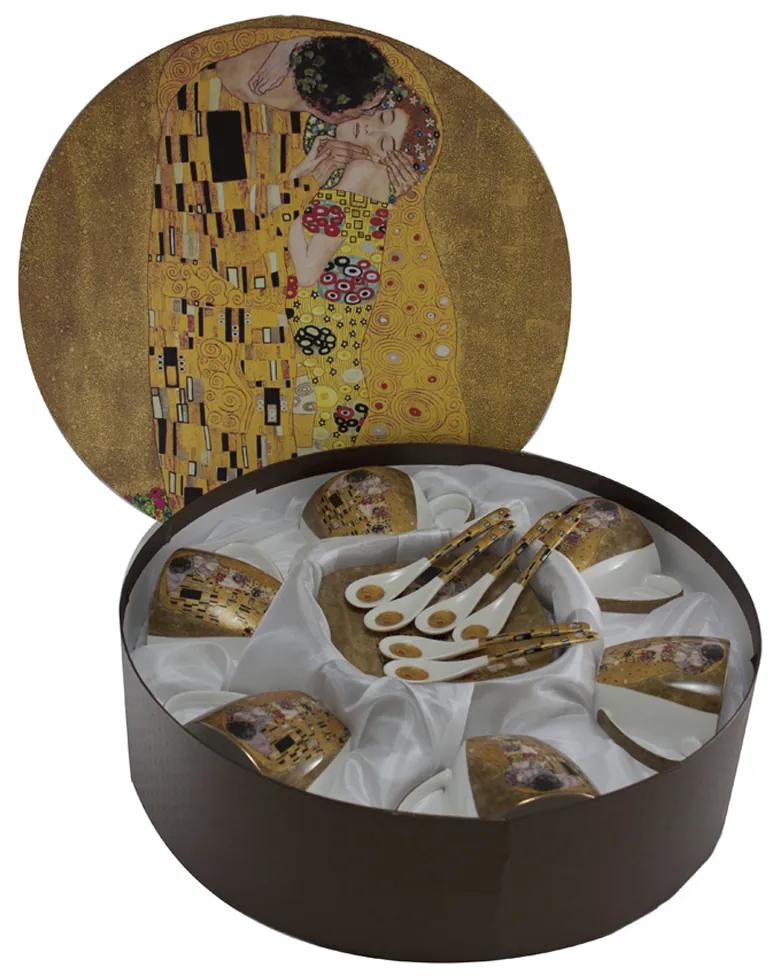 HOME ELEMENTS Luxusní souprava na čaj pro 6 osob, Klimt, Polibek zlatý