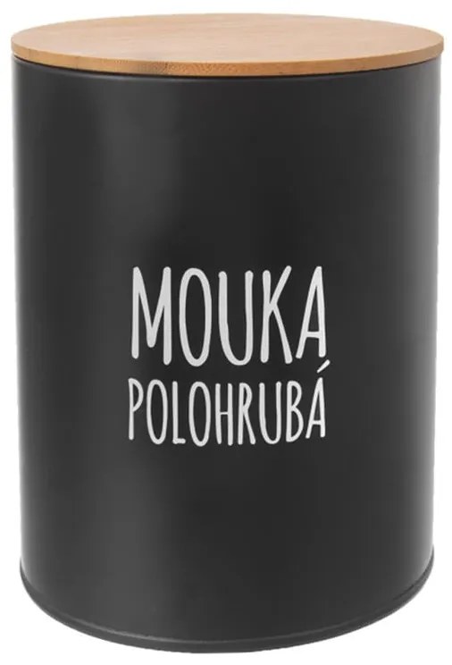 Kulatá plechová dóza POLOHRUBÁ MOUKA Black