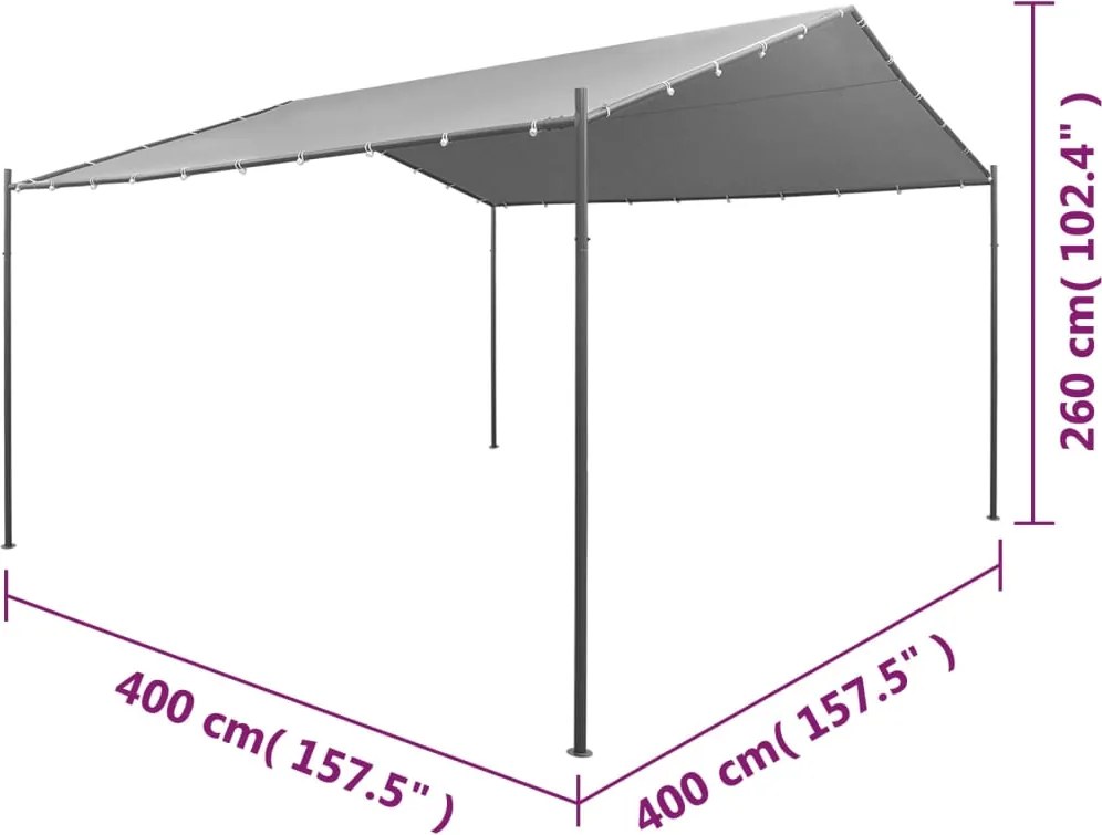 vidaXL Marketos Zahradní party stan z oceli 400 x 400 x 260 cm antracitový
