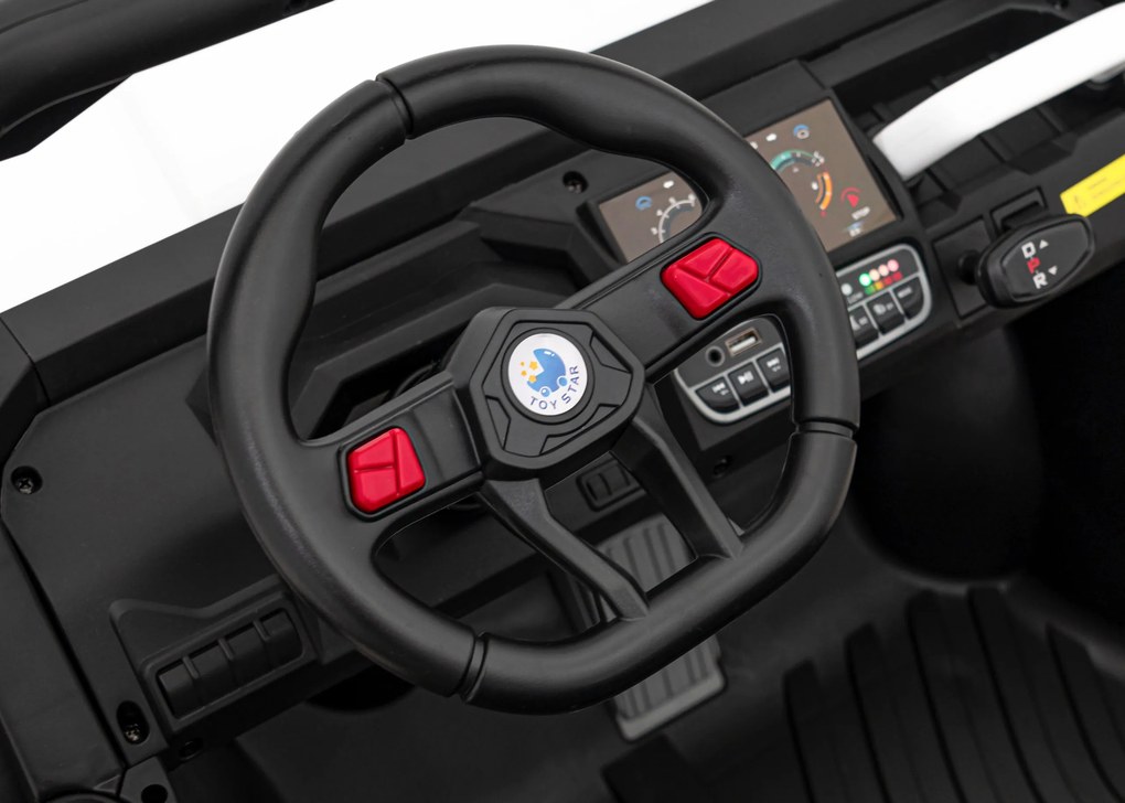 Ramiz Dětské auto Pick-Up Speed 900 bílé + pohon 4x4 + pohyblivá korba + zavazadlový prostor + dálkové ovládání + lopatka + LED a zvuky