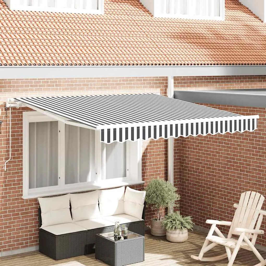 Automatická zatahovací markýza antracitová a bílá 300 x 250 cm 3215780