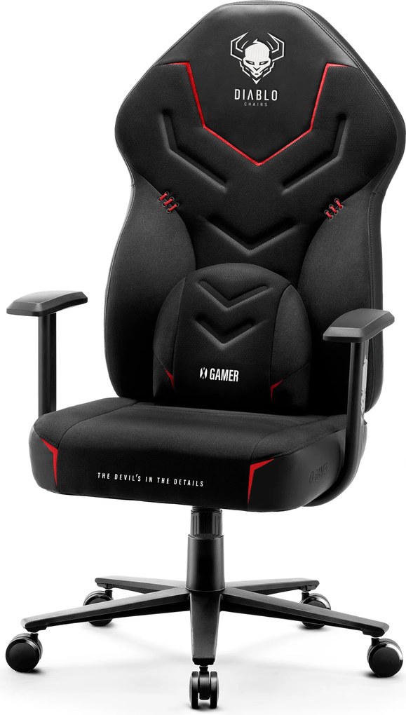 Herní křeslo z eko kůže Normal Size, černý-šedý: Diablo X-Gamer 2.0 Dark Obsidian