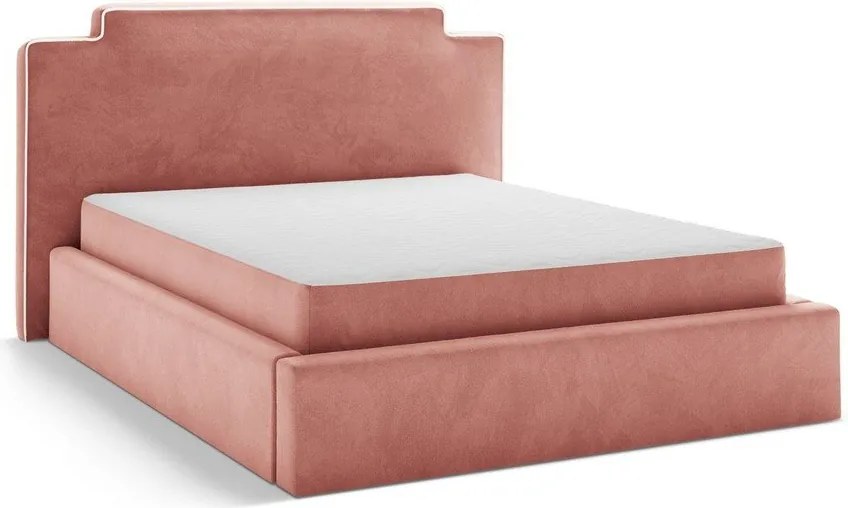 Růžová čalouněná dvoulůžková postel s úložným prostorem s roštem 140x200 cm Princess – Micadoni