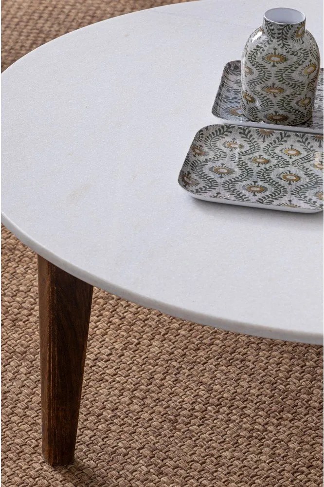 Bílý/v přírodní barvě konferenční stolek s mramorovou deskou 50x70 cm Sylvester – Bizzotto