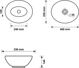 Ral Koupelnové umyvadlo oválného typu GS, 41 x34 cm