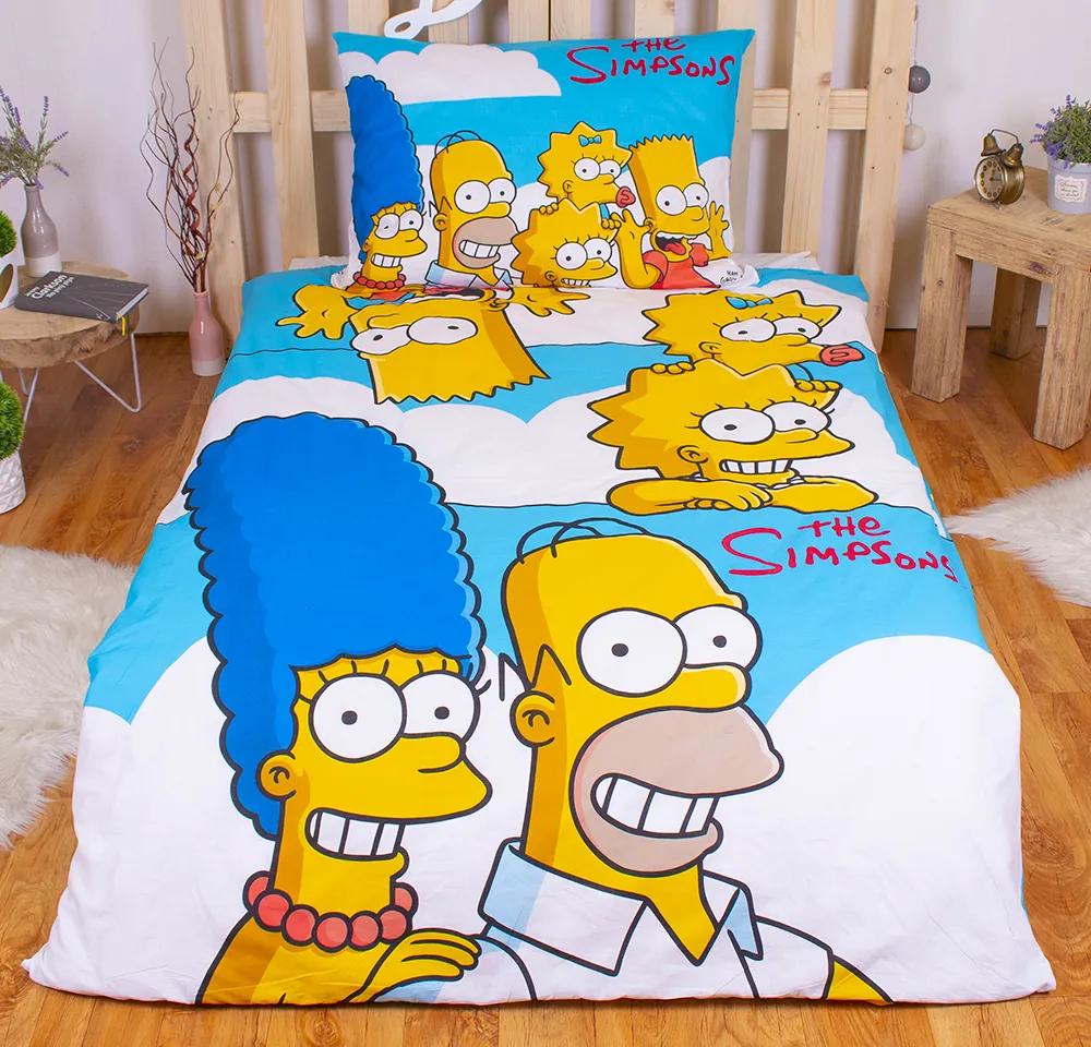 Dětské bavlněné povlečení Simpsonovi rodinka 140x200+70x90