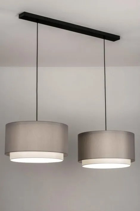 Závěsné designové šedé svítidlo nad stůl Duo Yersey Soffito and Black