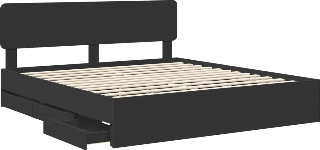 Rám postele se zásuvkou Černý 200 x 200 cm Dřevěný materiál 3412151