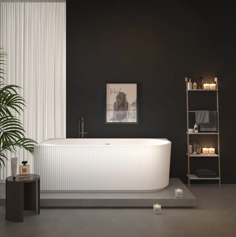 Erga Marina, rohová volně stojící vana 140x70 cm + odtoková zátka, levá, bílá lesklá, ERG-MARINA-140070L-WH-WH