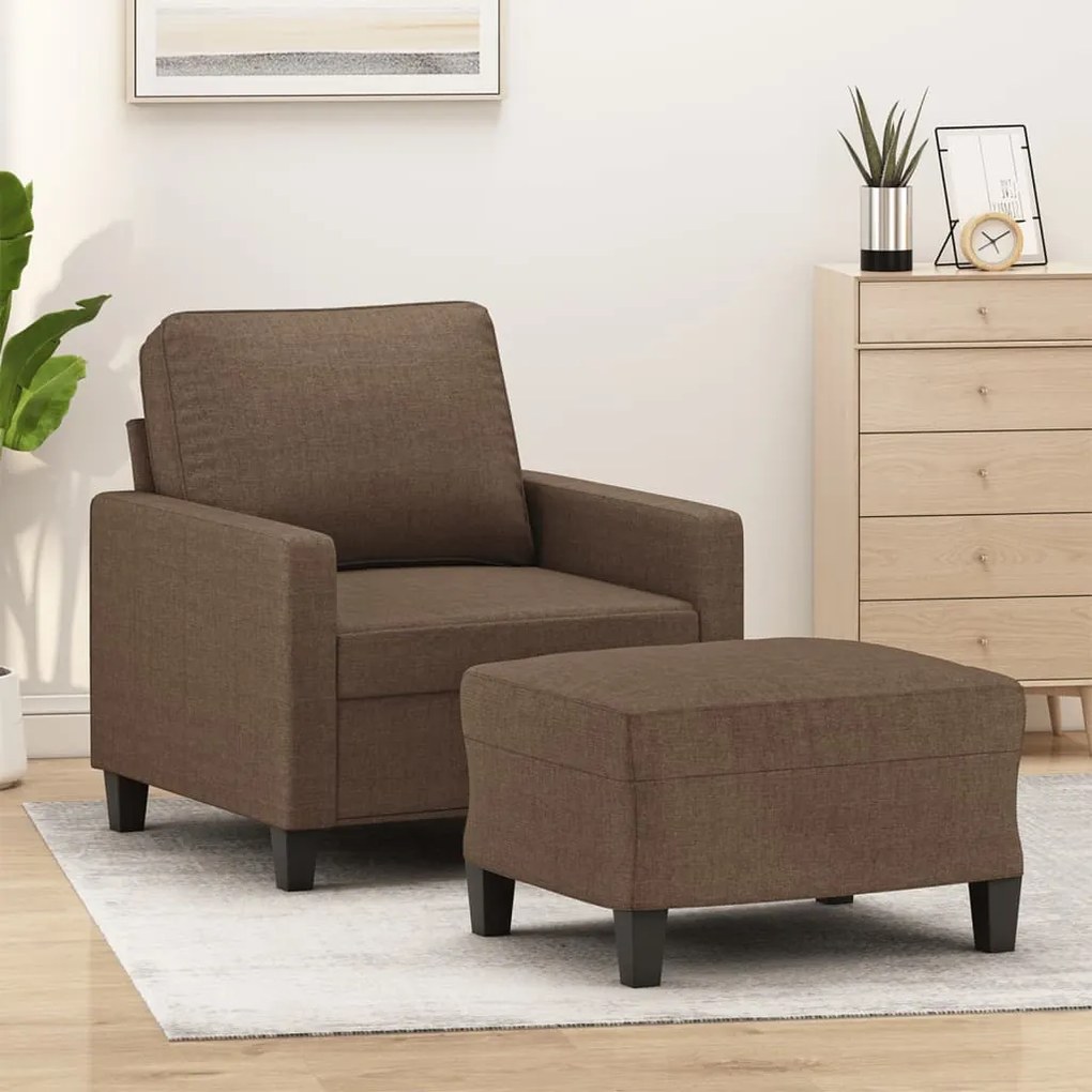 Křeslo s podnožkou hnědé 60 cm textil 3201032