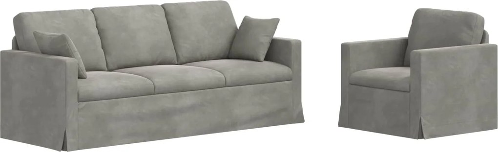 Set pohovek 2 ks Světle šedá samet 3407595