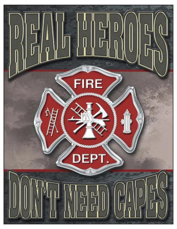 Plechová cedule Real Heroes - Firemen 40 cm x 32 cm