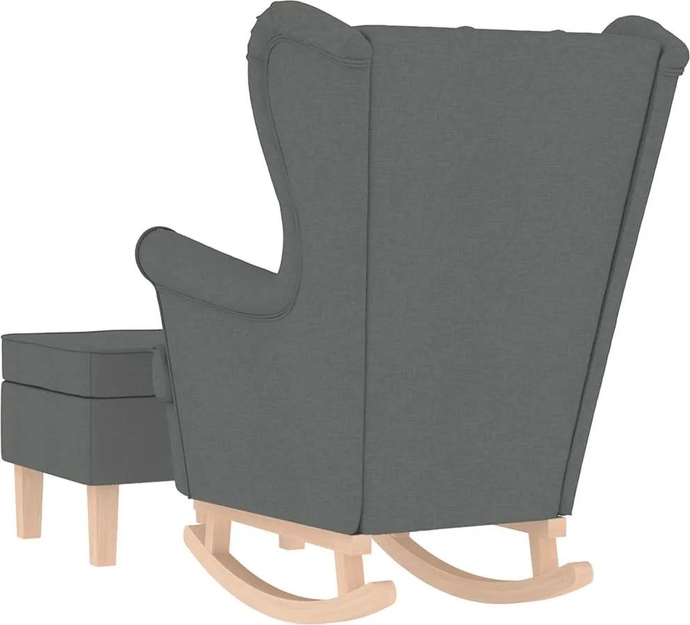 Houpací křeslo s podnožkou tmavě šedé textil 3307998
