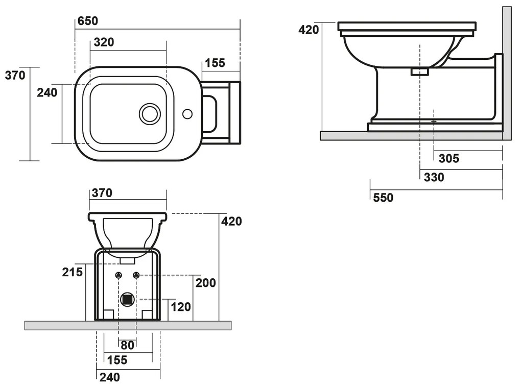 Kerasan WALDORF bidet 37x65cm, bílá - 4120K1