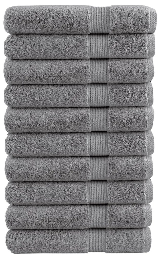 Prémiové ručníky SOLUND 10 ks šedé 100x200 cm 600 g/m² 137319