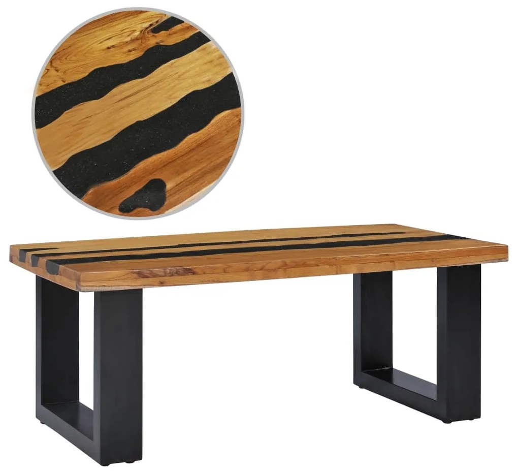 281645 vidaXL Konferenční stolek 100 x 50 x 40 cm masivní teak a lávový kámen