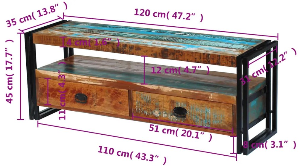 vidaXL Marketos TV stolek masivní recyklované dřevo
