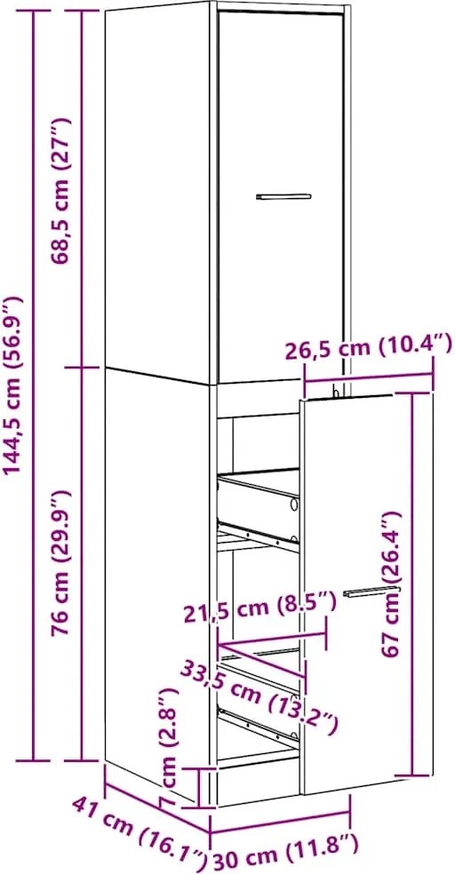 vidaXL Skříňka na léky 30 x 41 x 144,5 cm kompozitní dřevo [855529] Barva: Černý dub