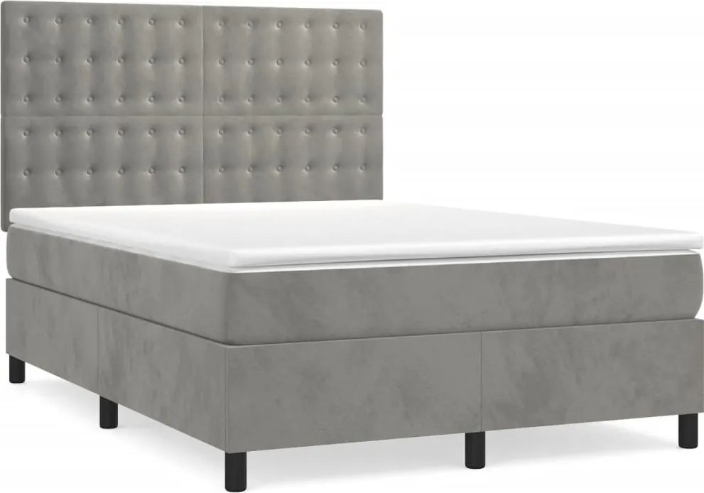 Box spring postel s matrací světle šedá 140x190 cm samet 3143259
