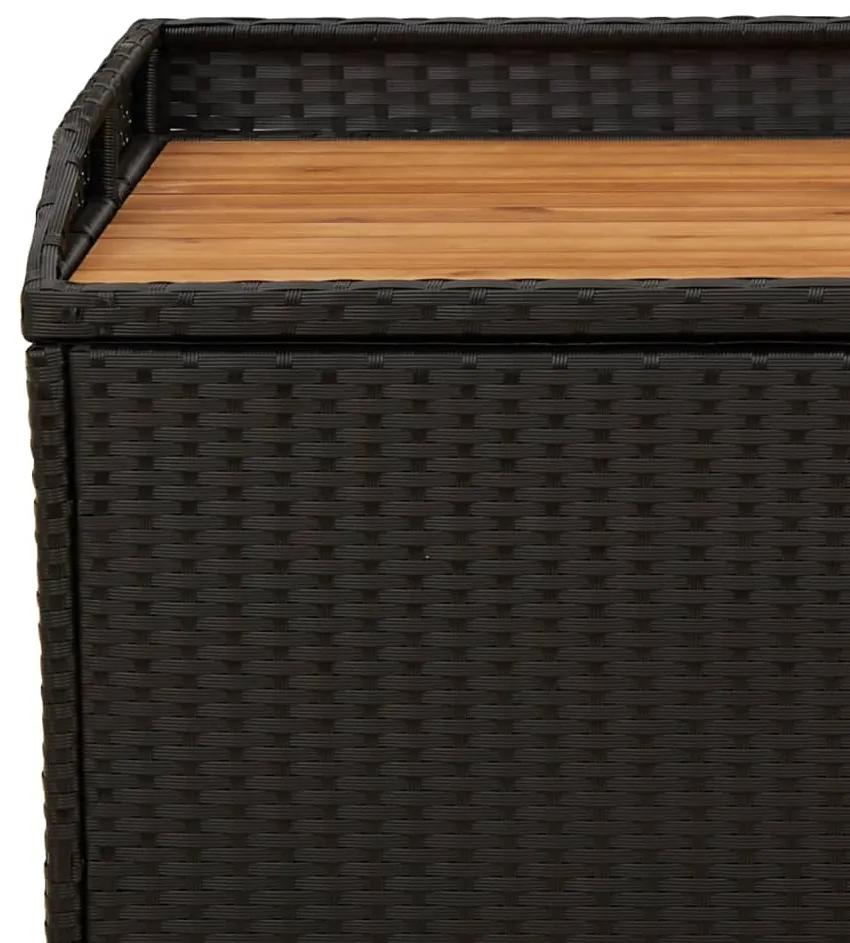 Úložná lavice černá 100 x 50 x 52 cm polyratan a akáciové dřevo