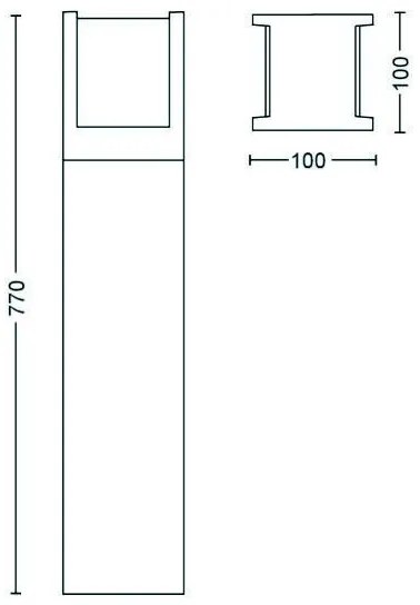 Hue LED White Venkovní sloupkové svítidlo Philips Fuzo 17448/30/P7 černé 77cm 2700K