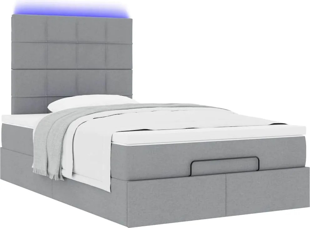 Osmanský rám postele s matrací světle šedá 120x190 cm textil 3313989