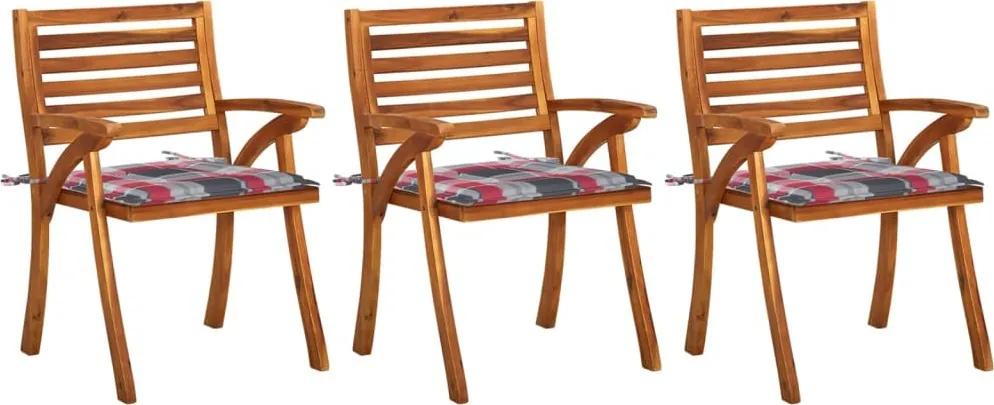 vidaXL Zahradní jídelní židle s poduškami 3 ks masivní akáciové dřevo [3060781] Barva: krémová
