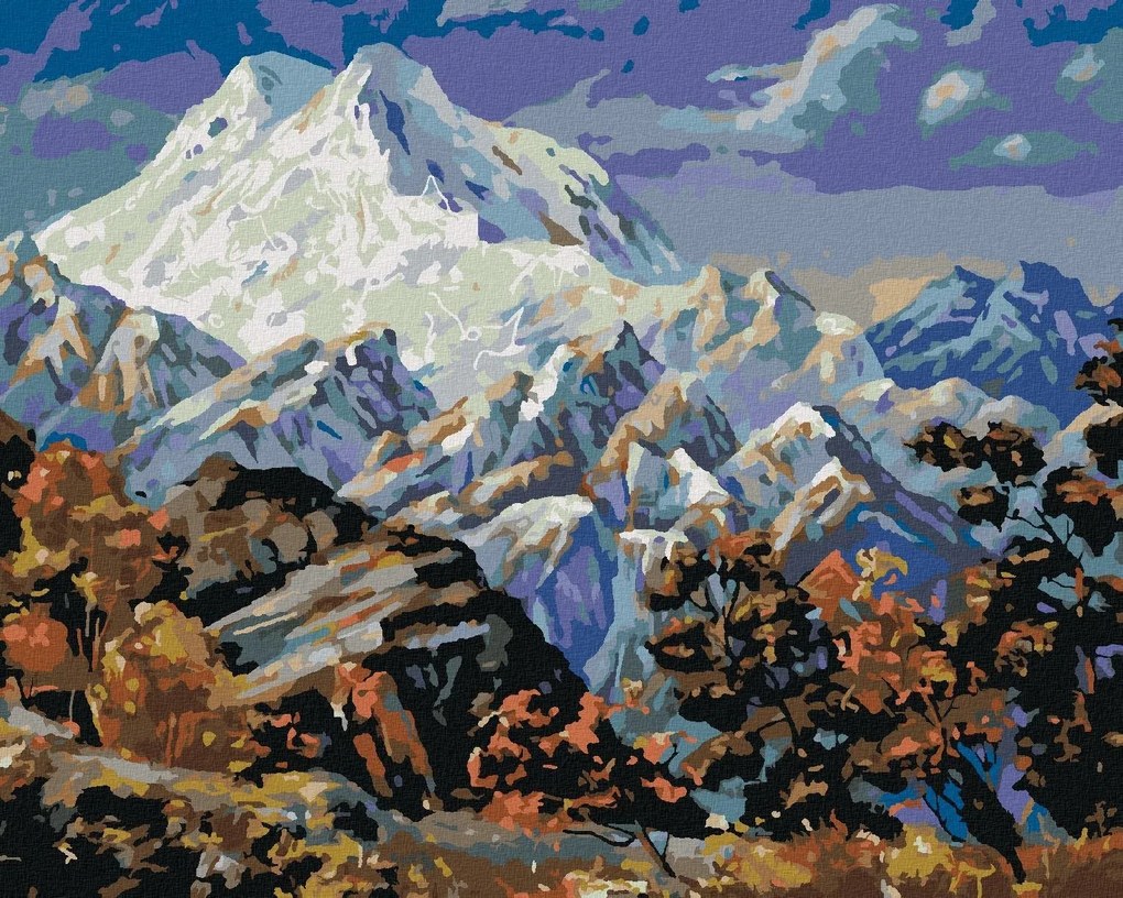 zuty zuty - malování podle čísel - pohled na horu elbrus, 80x100 cm, plátno