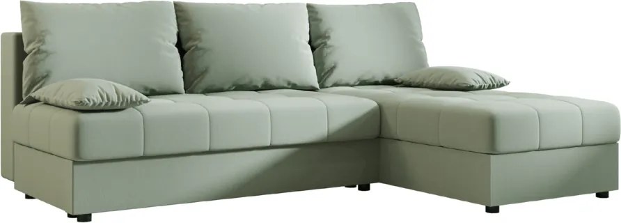 Rozkládací oboustranná sedací souprava do L VENORIA SLIM 200x143 cm, světle zelená + 2 polštářky ZDARMA