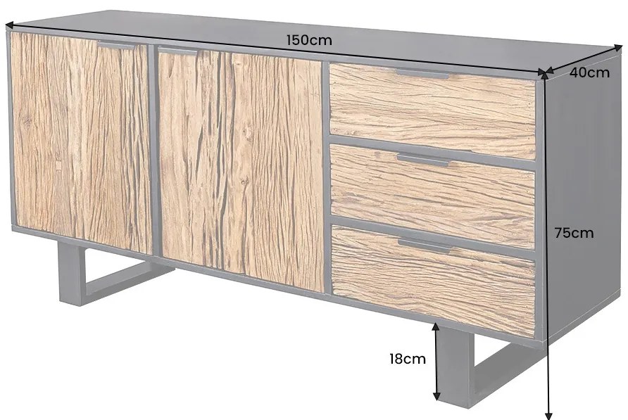 Designová komoda Shark 150 cm mango/teak