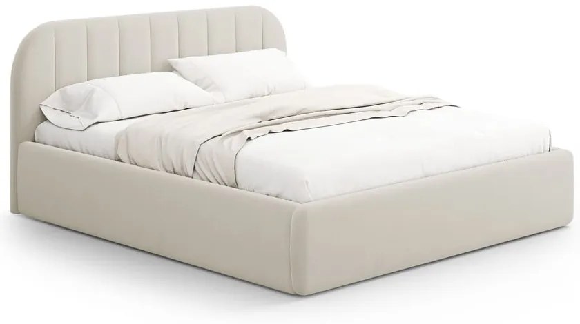 Béžová čalouněná dvoulůžková postel s úložným prostorem s roštem 200x200 cm Juno – Windsor &amp; Co Sofas