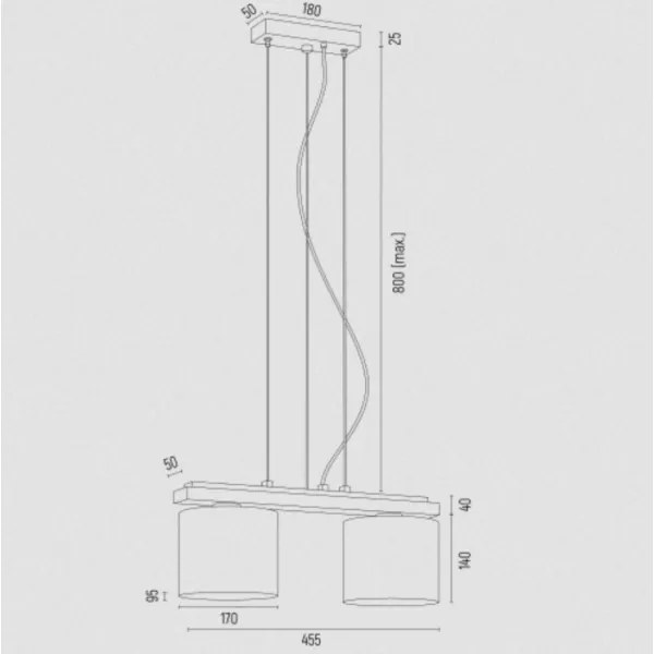 Argon 7164 - Lustr na lanku CANOA 2xE27/15W/230V černá