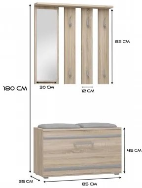 FALCO Předsíňová sestava Granát Odstín: Dub sonoma