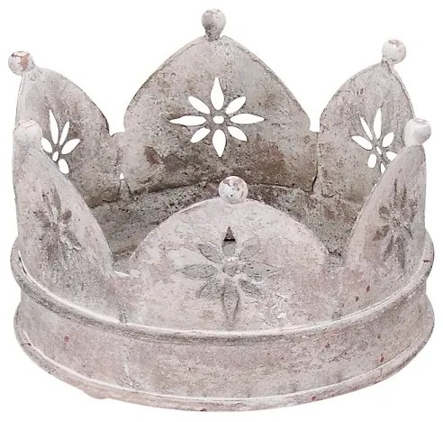Vintage kovový dekorativní svícen koruna - 18*Ø15*11cm